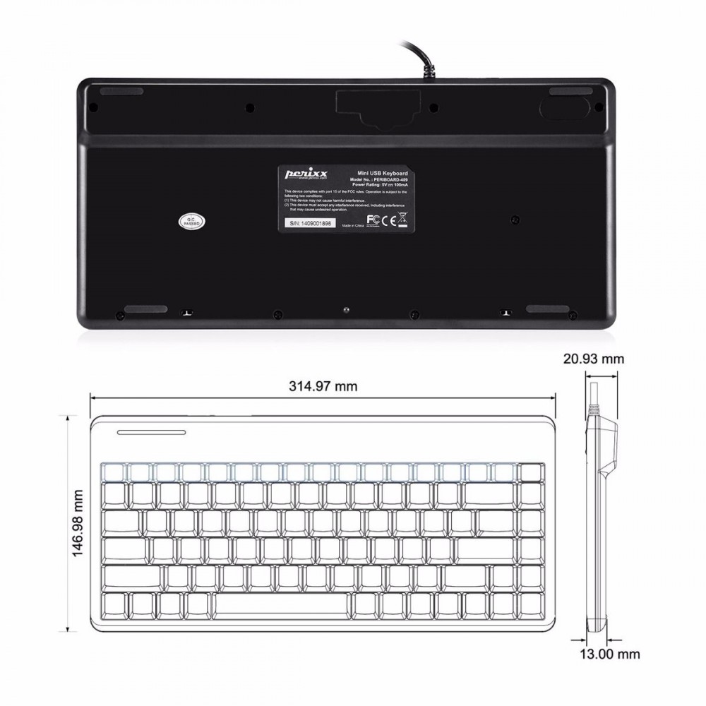 Periboard-409 | Mini-clavier filaire PS/2 - Ergo-shop